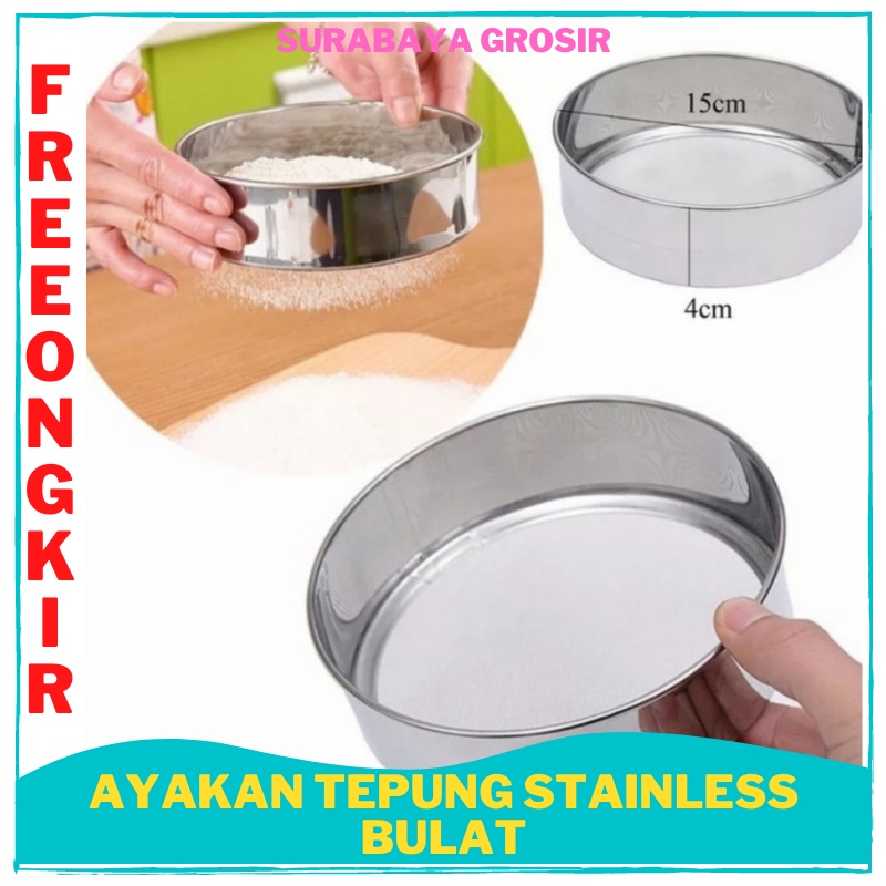 Jual ALAT Ayakan Tepung BULAT Stainless Alat Saringan Kopi Gula Adonan ...