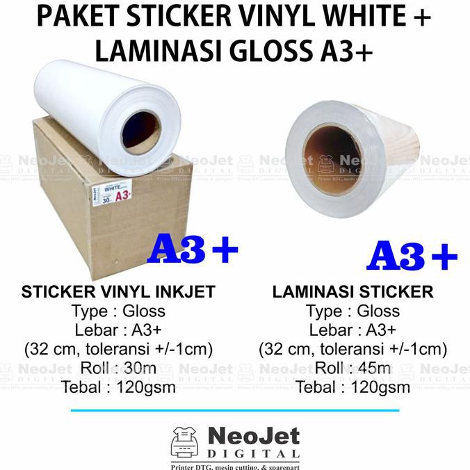 Jual Open Ds] Paket Sticker Stiker Vinyl Inkjet White Glossy + Laminasi ...
