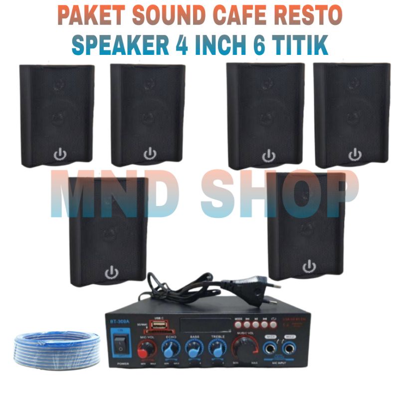 Jual paket sound system cafe resto speaker 4inch 6titik +amplifier ...