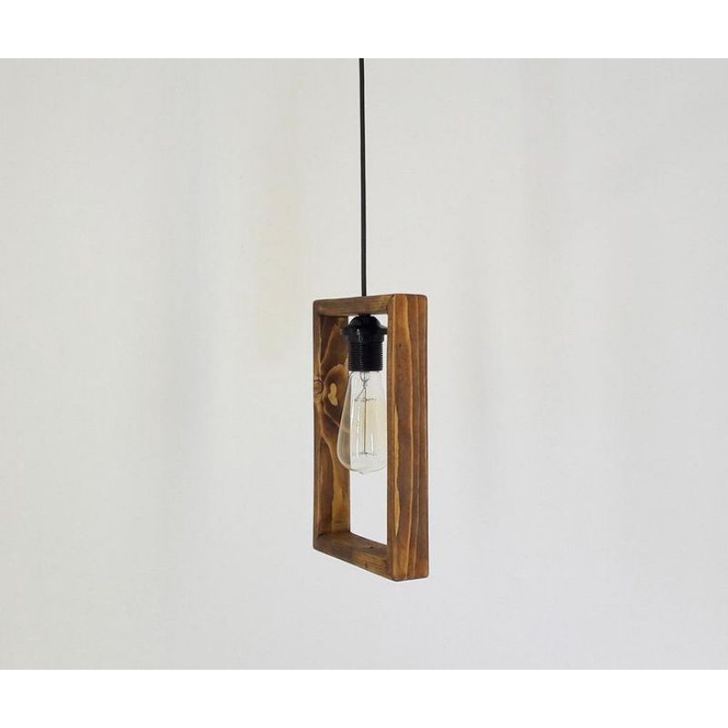 Jual fitting kap lampu gantung kayu minimalis cafe rustic persegi ...