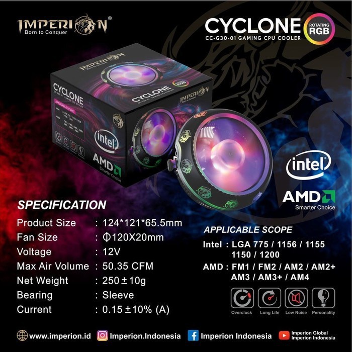 Jual Imperion Cyclone CC-G30-01 CPU Cooler RGB | Shopee Indonesia