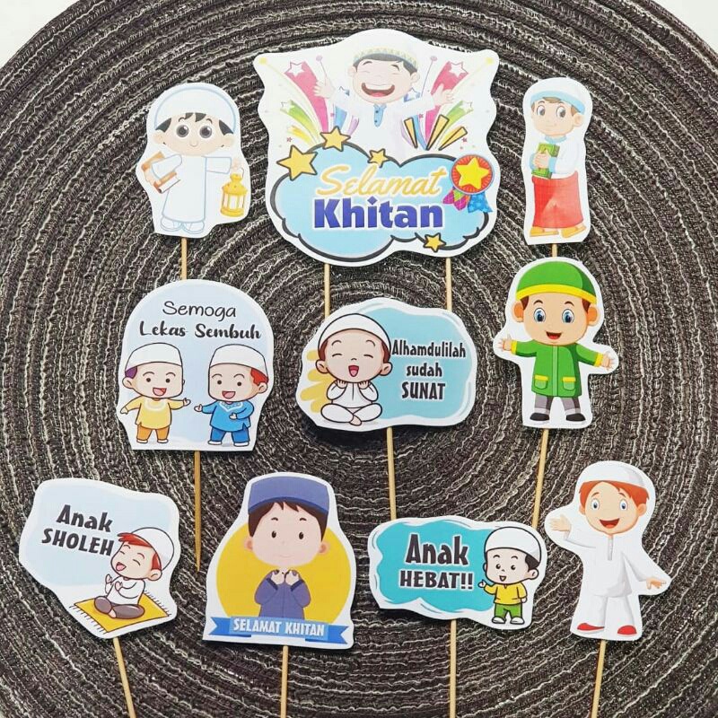 Jual satu set isi 10 cake topper hiasan tema Sunat Khitan Khitanan ...