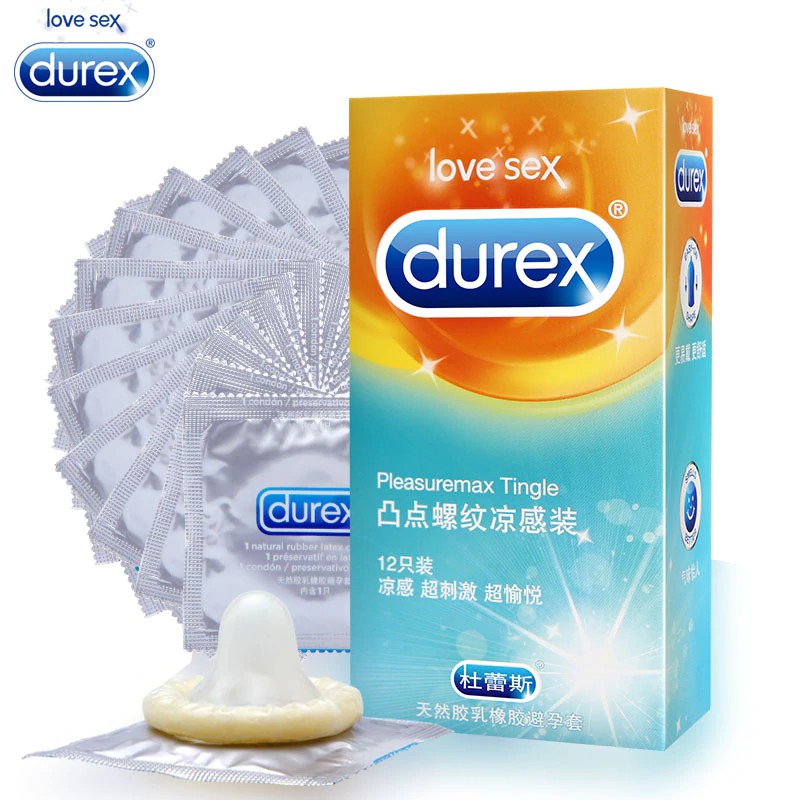 Jual 12 Pcs /Box Durex Condoms Extra Lubricat Ribbed Spiral Spike Cool ...