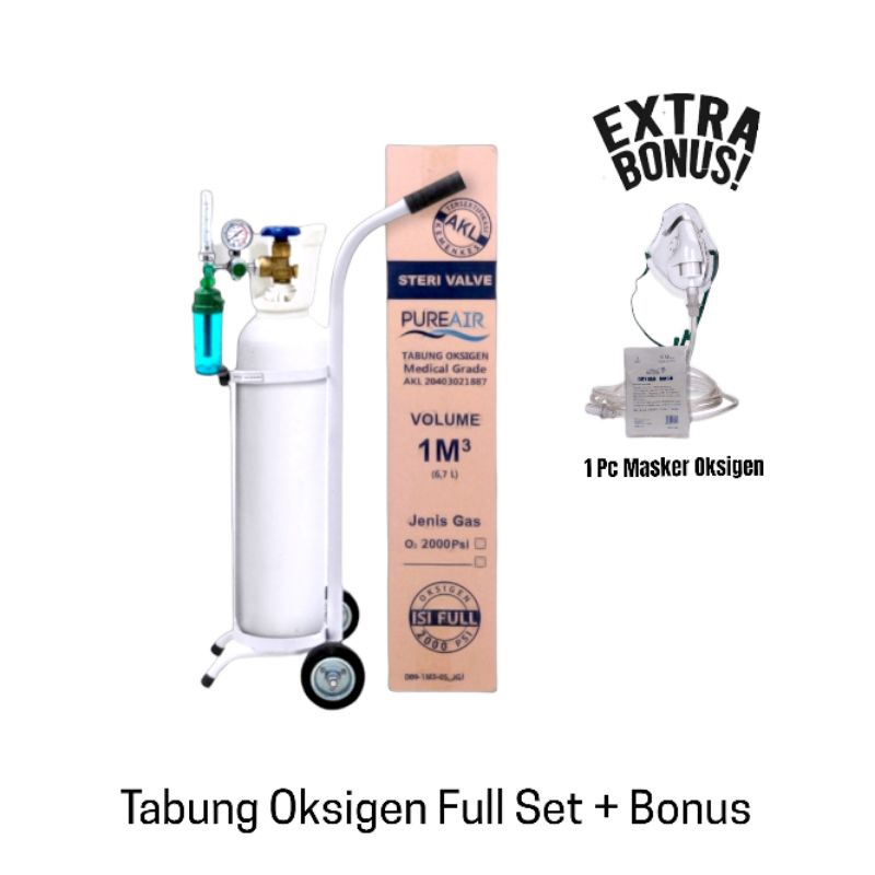 Jual Tabung Oxygen Lengkap 1M3 Siap Pakai isi 2000 Psi - Tabung Oksigen ...