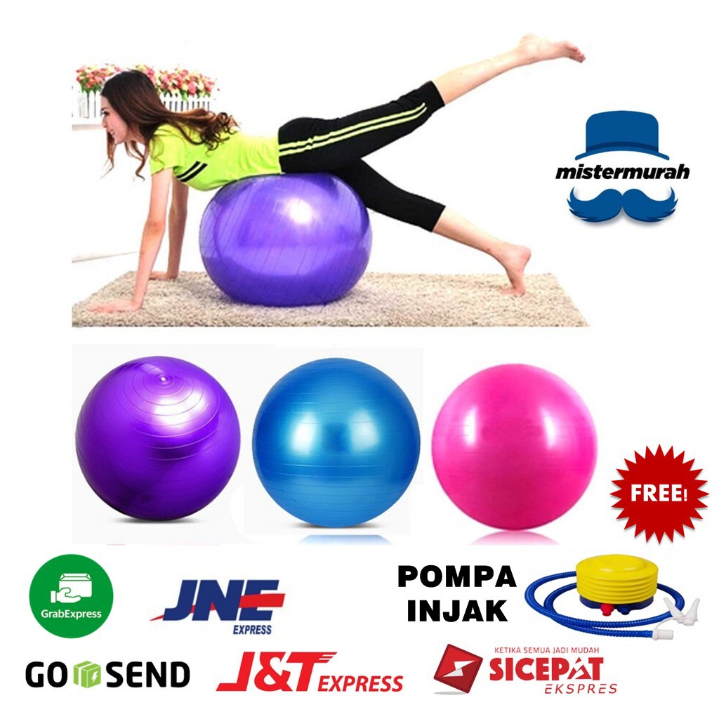 Jual Bonus Pompa Injak Bola Yoga Ibu Hamil Diameter 55cm Gym Ball