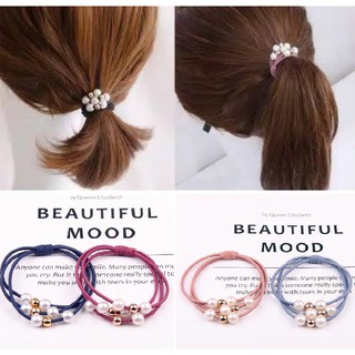 Jual Ikat Rambut Korea Elatis Pearl Gold 6 pcs Tali Kuciran Wanita ...