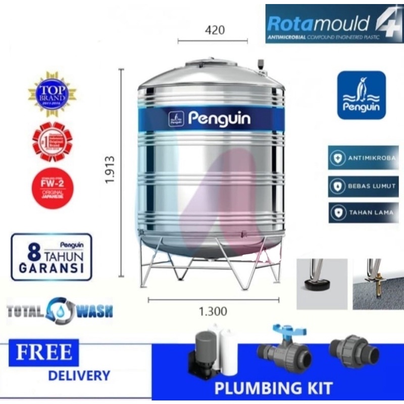 Jual Penguin Stainless Tandon Toren Tangki Air Tedmon TBSK 2000 - 2000 ...