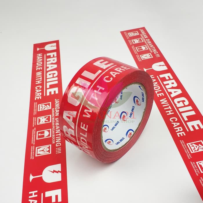 Jual Lakban Fragile star tape Merah - 48mm x 100Y | Shopee Indonesia