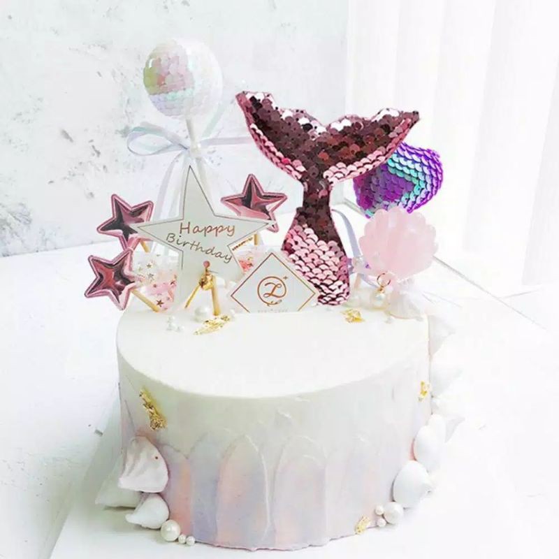 Jual Topper Cake Kue Ulang Tahun Bentuk Ekor Mermaid | Shopee Indonesia