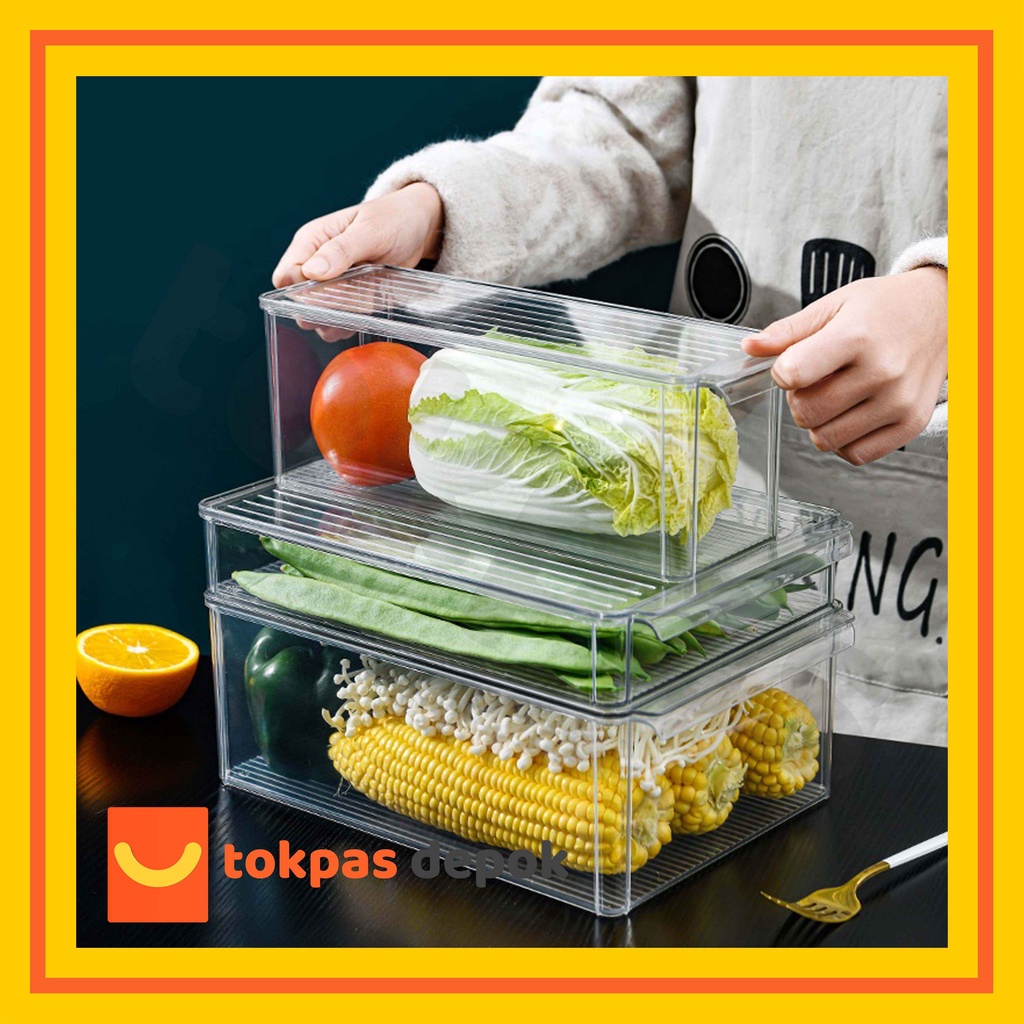 Jual Kotak Kontainer Organizer Kulkas Dengan Tutup / Fridge Organizer ...