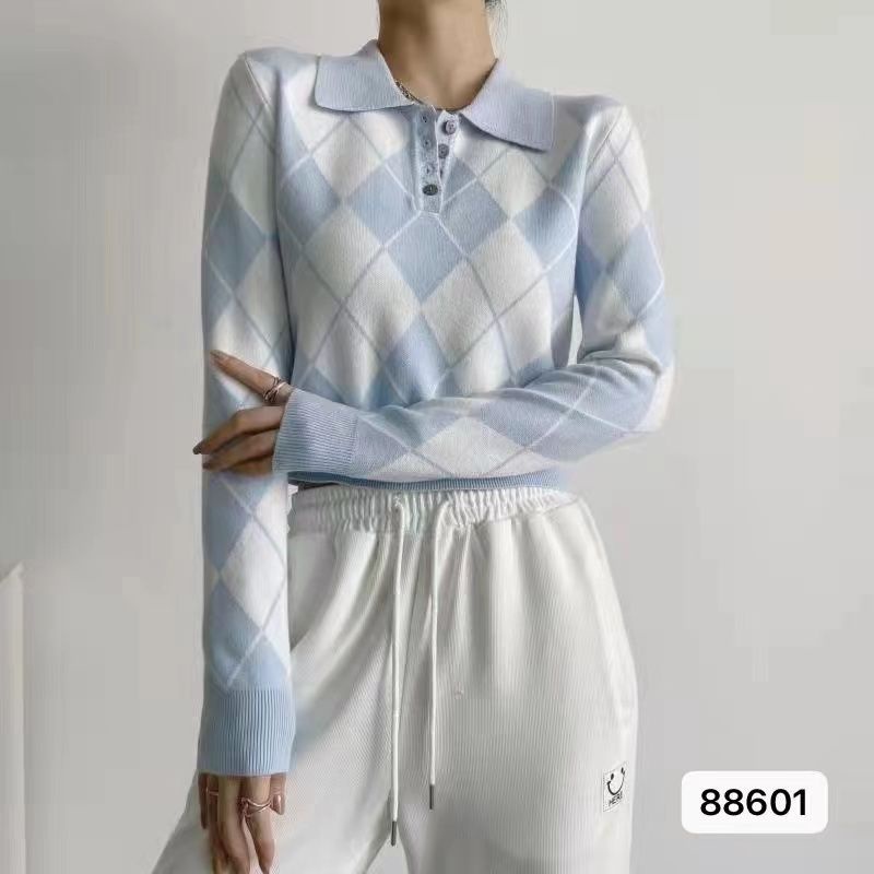 Jual Kora Sweater Polo Top - Korean Knit Top - Atasan Rajut Import Polo Wanita TM (88601 ...