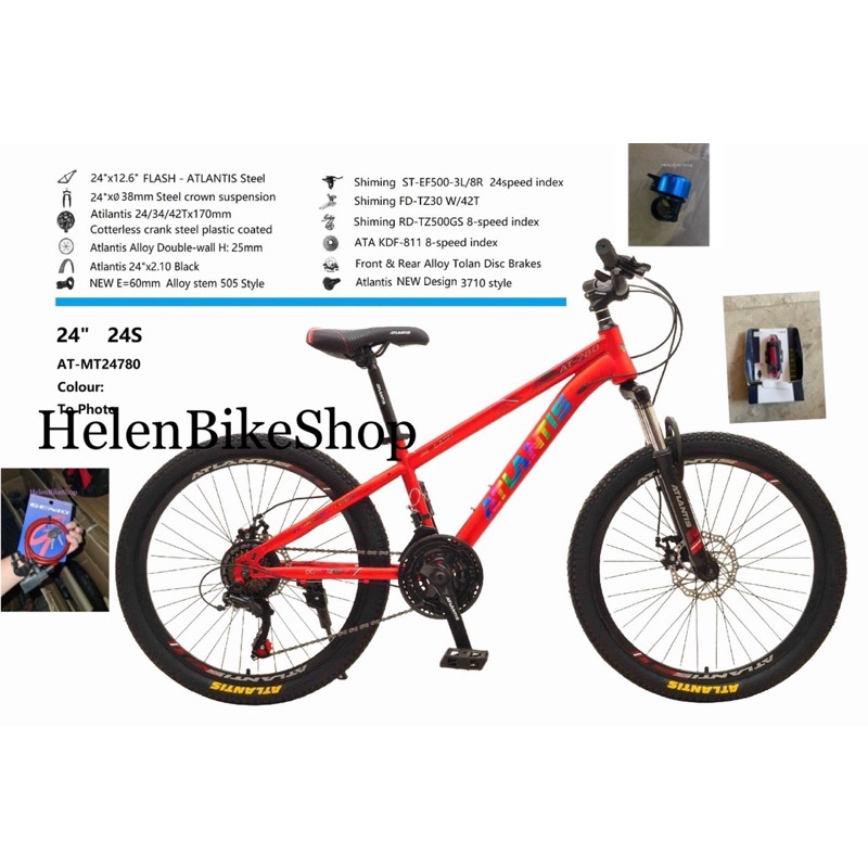 Jual Sepeda Gunung 24 inch atlantis 24SpeedFree Kunci sepeda,Bel,Lampu belkang(Gosend atau grab ...