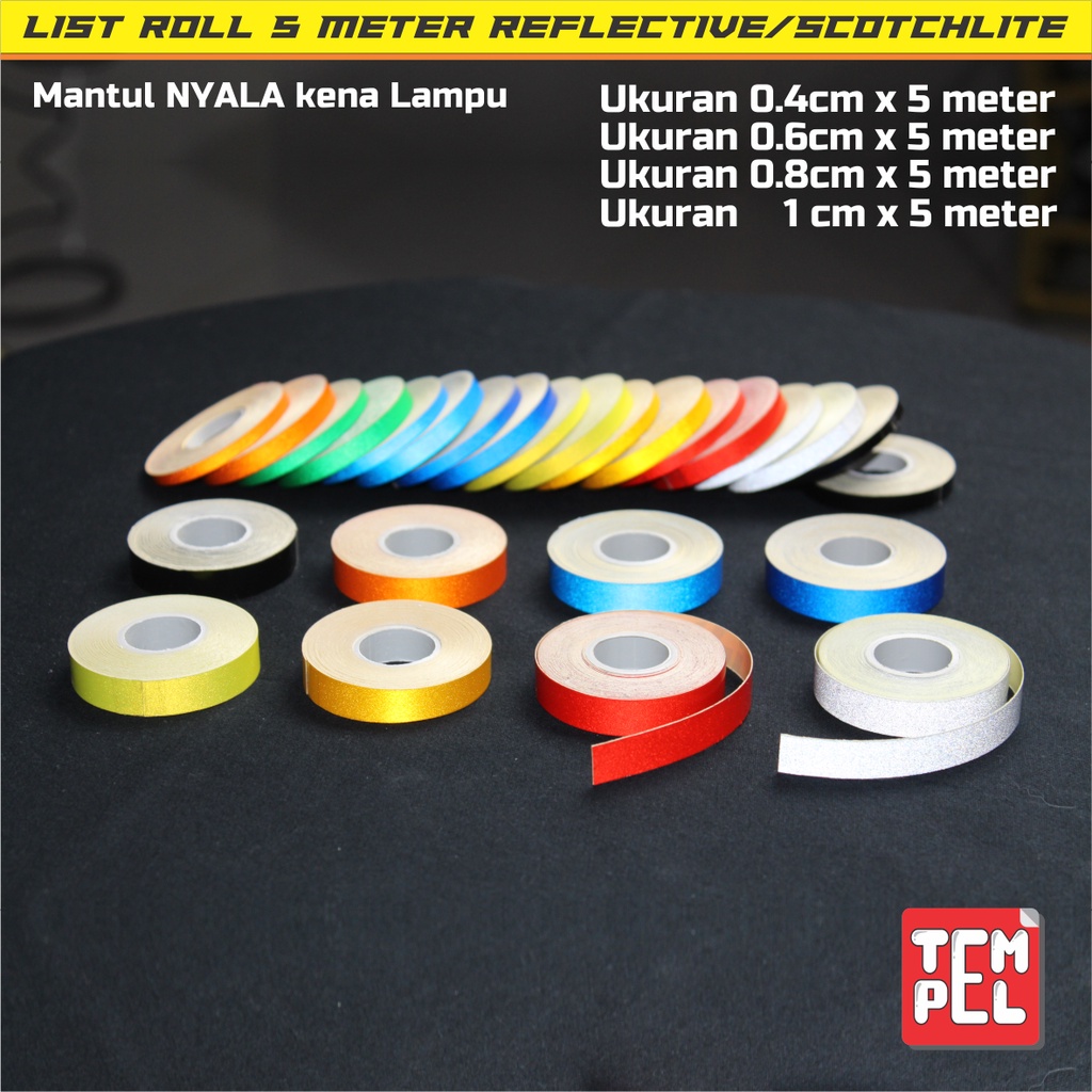 Jual STIKER List roll velg 4mm/6mm/8mm/1cm/1.5cm Reflektif Scotlite ...