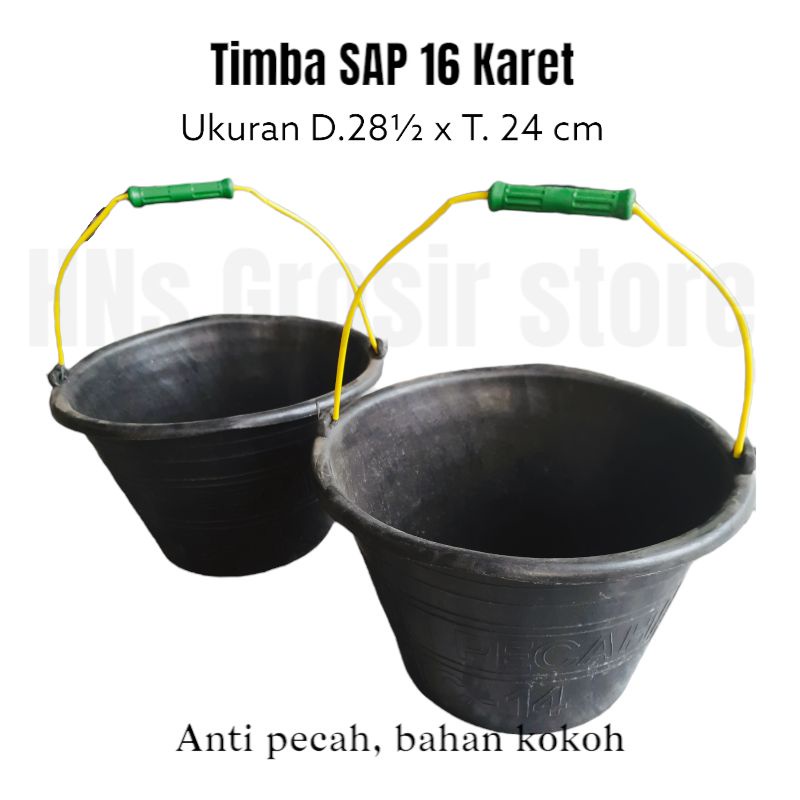 Jual Timba ember SAP 16 bahan karet anti pecah - timba cat hitam kokoh ...