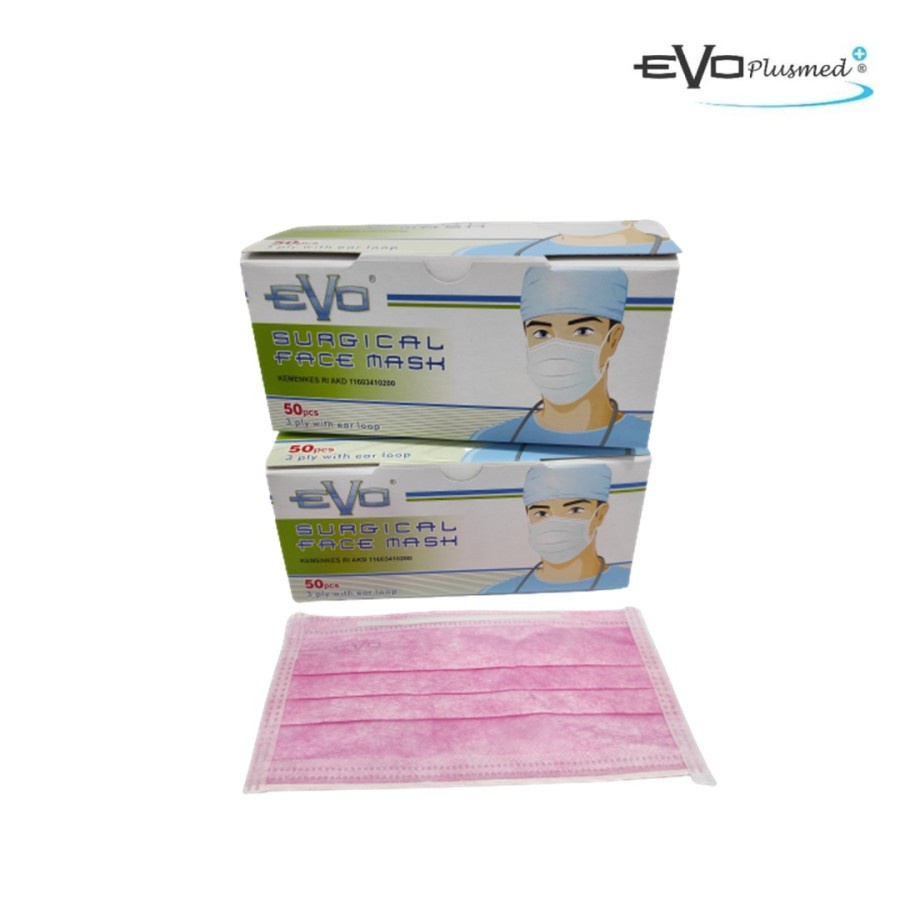 Jual [Paket 2 Box] Masker Evo Surgical Face Mask 3ply Ear Loop berbagai ...