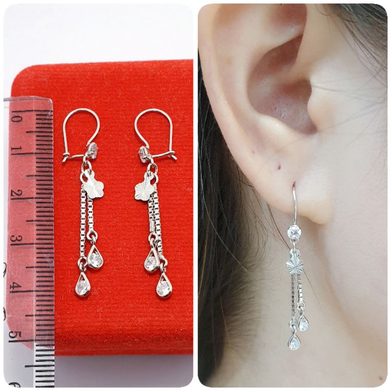 Jual PERHIASAN ANTING PERAK 925 LAPIS EMAS PUTIH / ANTING ANTING SILVER 925 / ANTING PANJANG ...