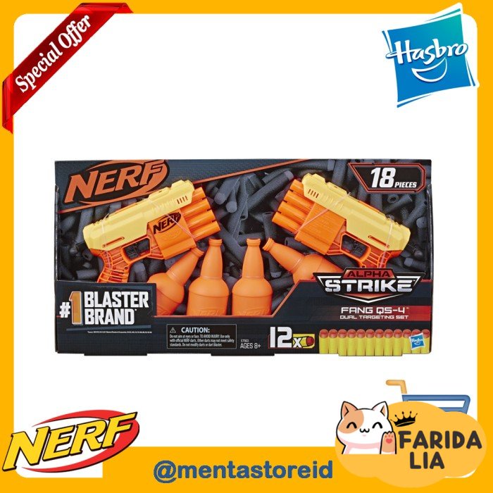 Jual NERF Alpha Strike Fang QS-4 Alphastrike 2 Blaster + Target Dual ...