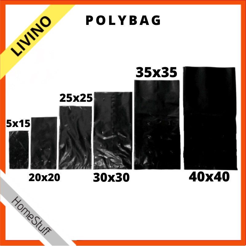 Jual Polybag 10Pcs 20x20 15x15 30x30 25x25 Polibag Tanaman Kecil Tebal ...