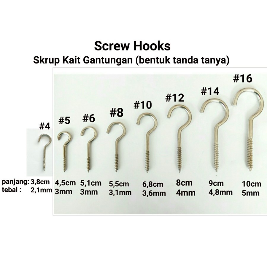 Jual SKRUP TANDA TANYA NO 14/SKRUP ?/ KAIT BESI/SKRUP GANTUNG/SCREW ...