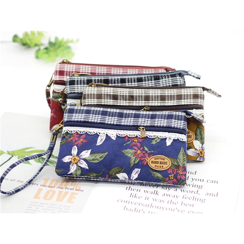 Jual Dompet Wanita Kain Impor 4 Ruang Sekat Dompet Handphone Dompet ...