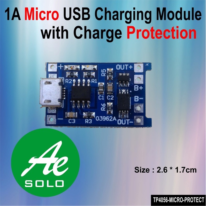 Jual 1A Micro USB Lithium Charging Module with Charge Protection ...
