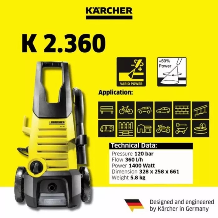 Jual KARCHER K2360 Jet Cleaner 120 Bar High Pressure Washer Mesin Cuci ...