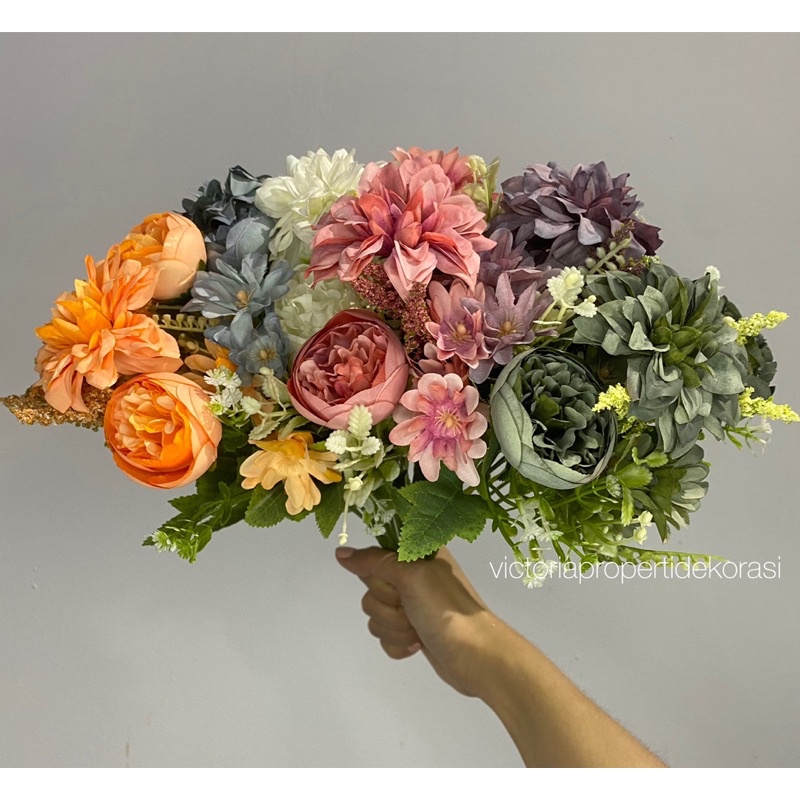 Jual Bunga Palsu Artificial Dekorasi Mix Peony + Dahlia + Aster ...