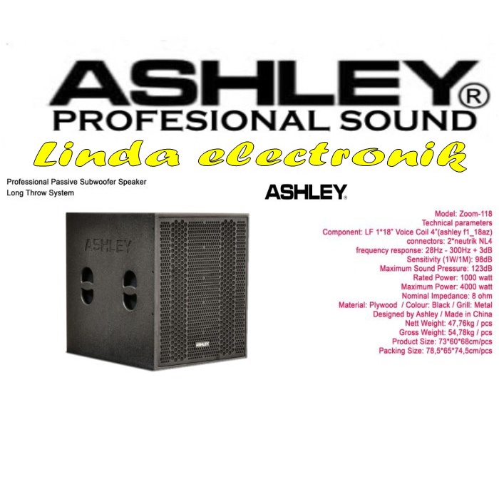 Jual subwoofer pasif ashley zoom 118 ashley zoom118 18'' 1 bh original ...