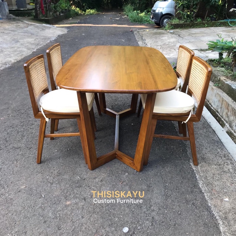 Jual MEJA MAKAN SET TIPE JEPANG MINIMALIS | MEJA MAKAN SET KAYU JATI ELEGANT TIPE RETRO | MEJA ...