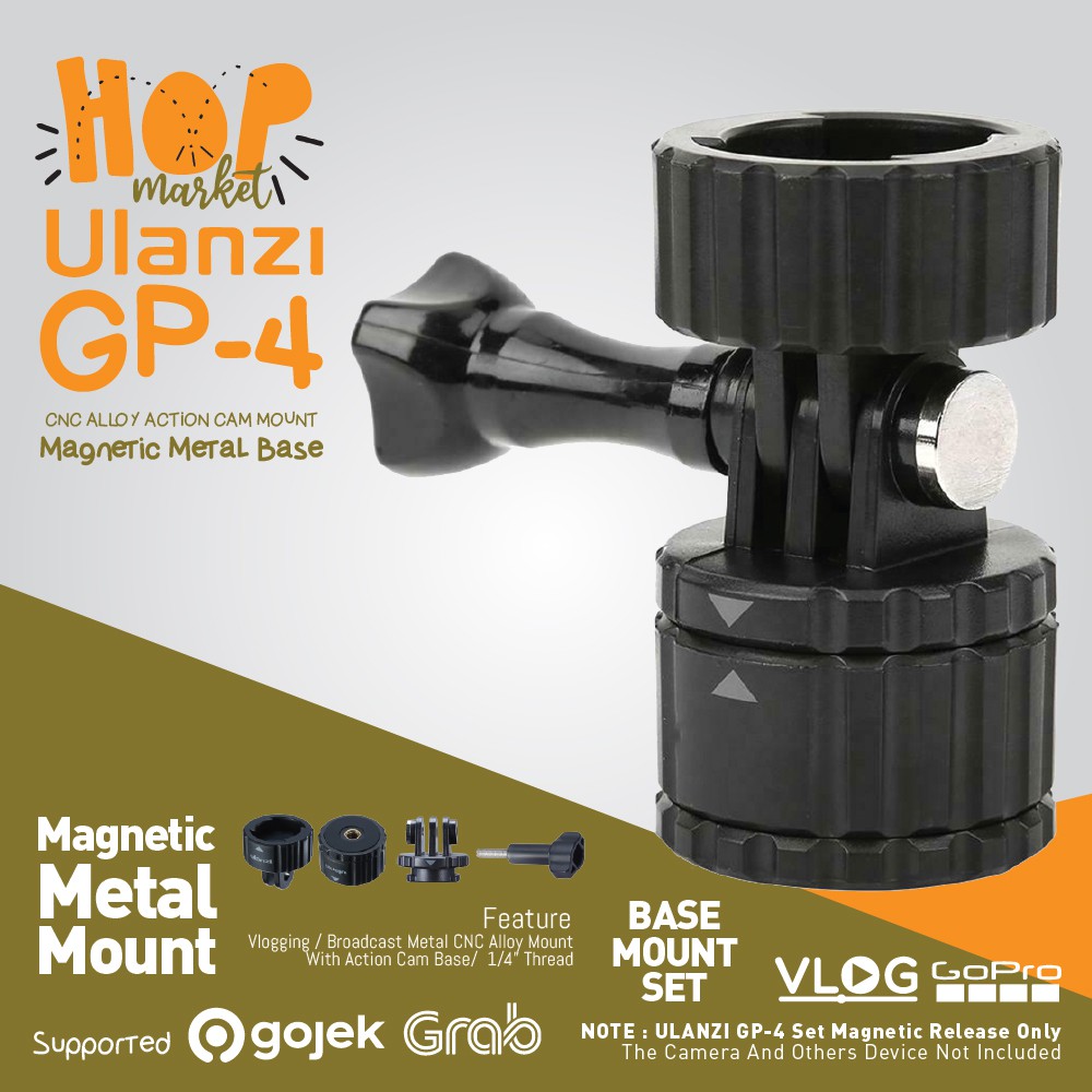 Jual ULANZI GP-4 Magnetic Set Mount Adapter 1/4 Tripod to Universal Action Camera GoPro, Osmo ...