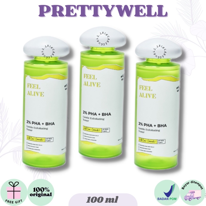 Jual PRETTYWELL Feel Alive 2% PHA+BHA Gentle Exfoliating Toner 100ml ...