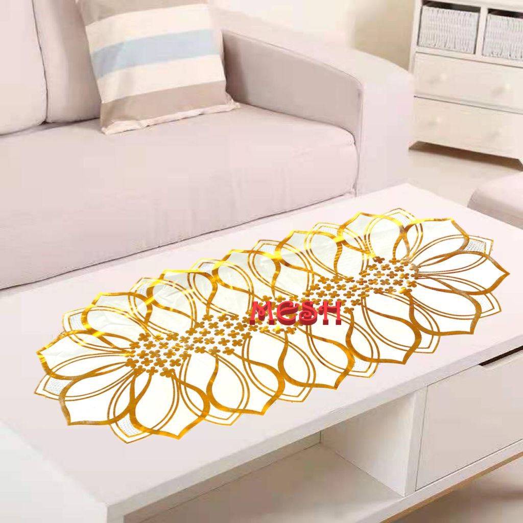 Jual Taplak Meja Ruang Tamu Warna Gold Anti Air PVC - Uk. 40x85 Cm ...