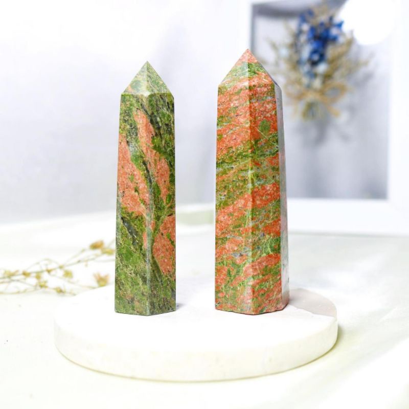 Jual CRYSTALMINE Unakite Crystal Tower / Batu Alam Natural Epidote ...