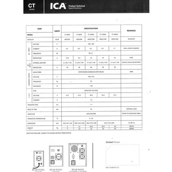 Jual Ups Ica Ct1082B Ct 1082B 2000Va 1000Watt | Shopee Indonesia