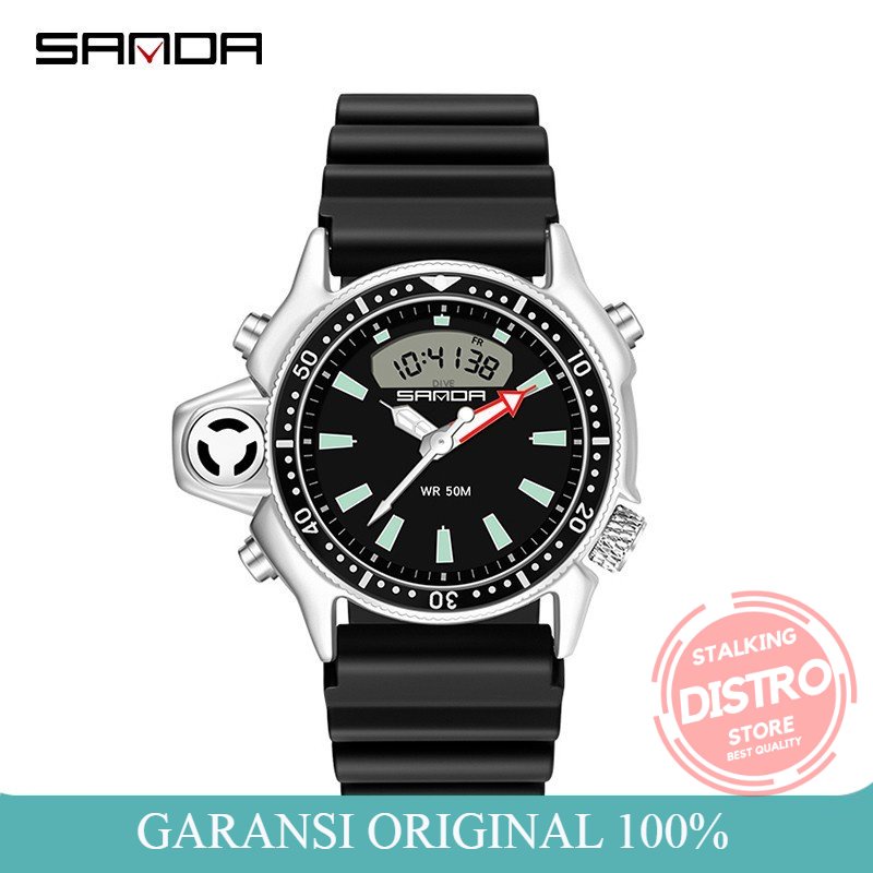 Jual Jam Tangan Pria Wanita Digital SANDA 3008 Analog Dual Time Tali ...