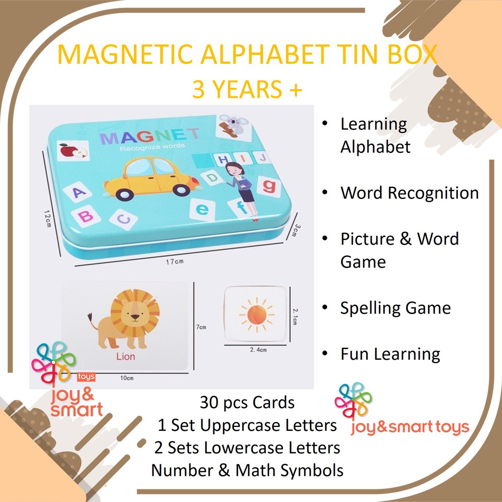 Jual JOY SMART TOYS MAGNETIC ALPHABET TIN BOX MAINAN EDUKASI ANAK 3 ...