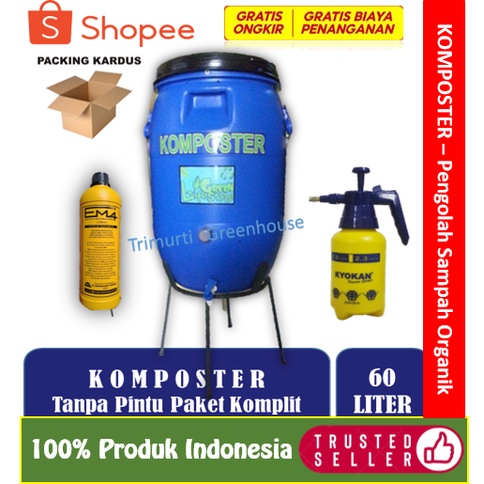 Jual PAKET KOMPLIT Tong Komposter 60 Liter Tanpa Pintu Alat Pengolah ...