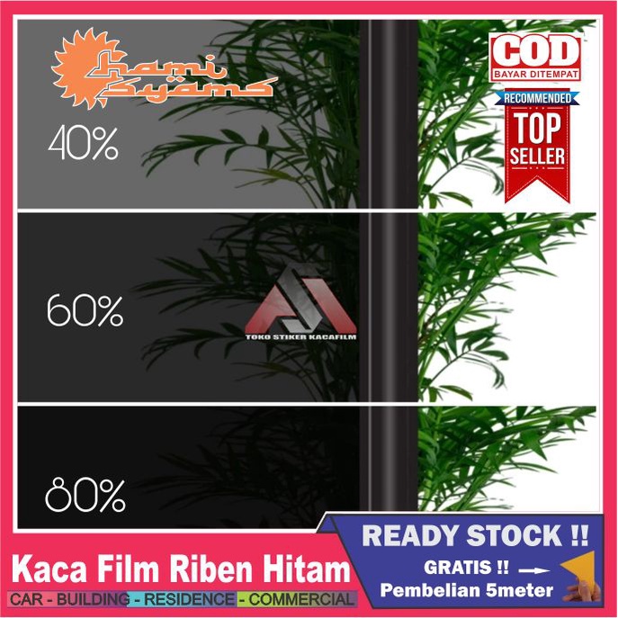 Jual Stiker Sticker Kaca Film Jendela Rumah Riben Hitam Biru Hijau ...