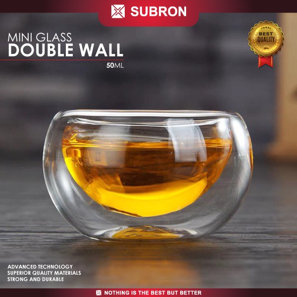 Jual SUBRON Gelas Double Wall 50ml Cangkir Teh Cantik Kecil Kaca Unik ...