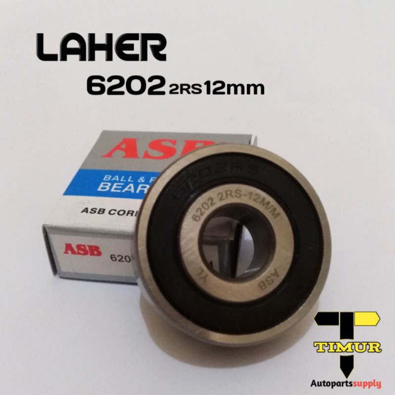 Jual Laher, bearing, laker 6202 2rs 12mm merk ASB | Shopee Indonesia