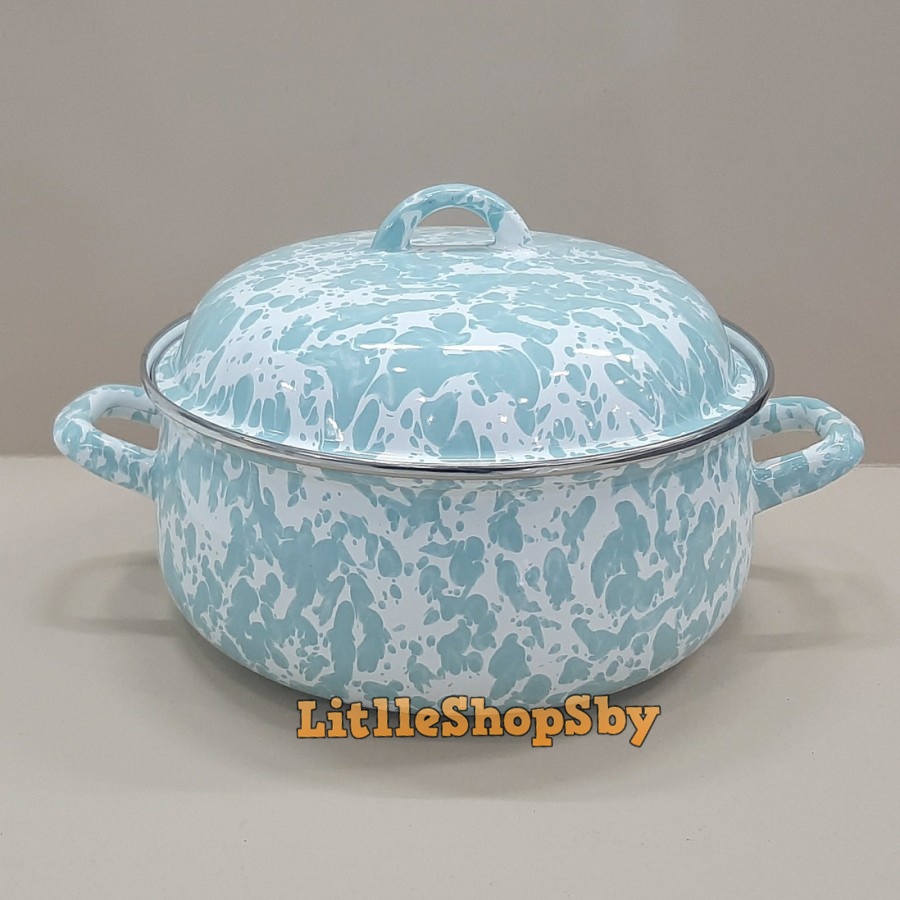 Jual Panci Enamel Saucepot Besar 24cm Biru Muda Tosca Blirik Loreng ...