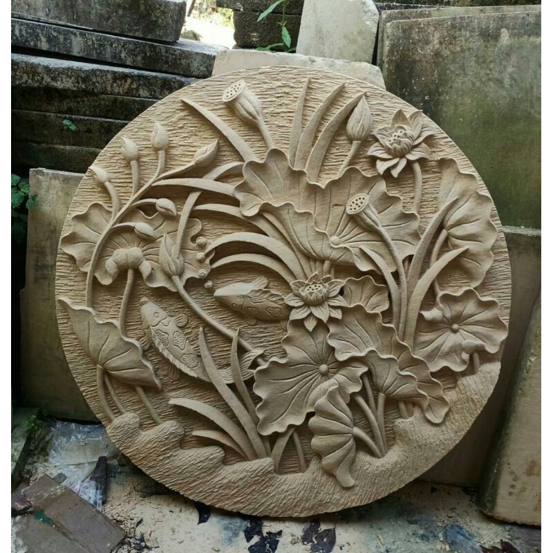 Jual relief batu alam ukiran paras jogja hiasan dinding | Shopee Indonesia