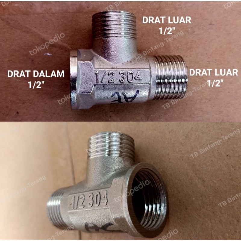 Jual Tee T Drat Dalam Drat Luar 1/2" Inch Sambungan Pipa Besi | Shopee Indonesia