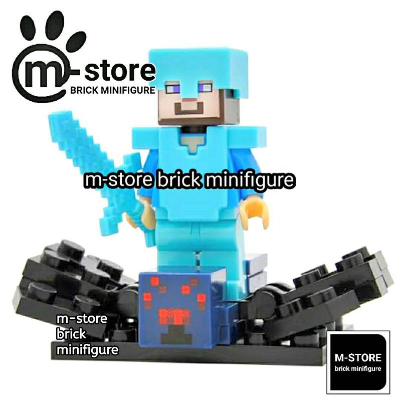 Jual brick mini craft steve mini toy figure and cave spider building ...