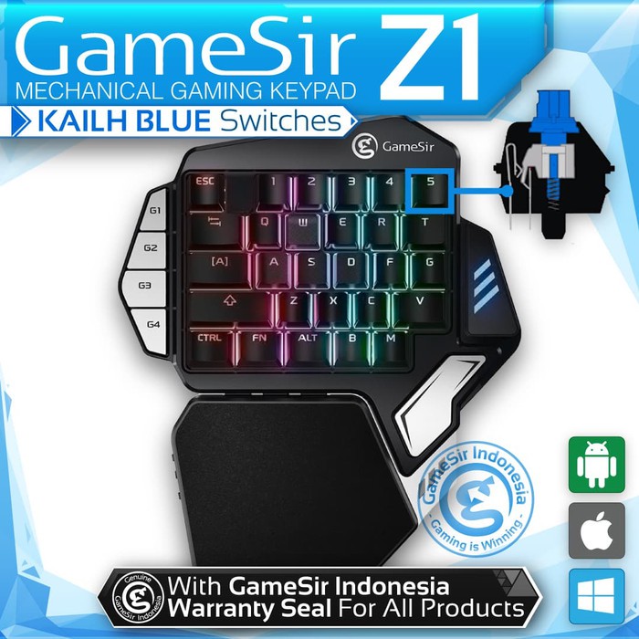 Jual GameSir Z1 Gaming Keyboard One Hand Keyboard - Biru | Shopee Indonesia