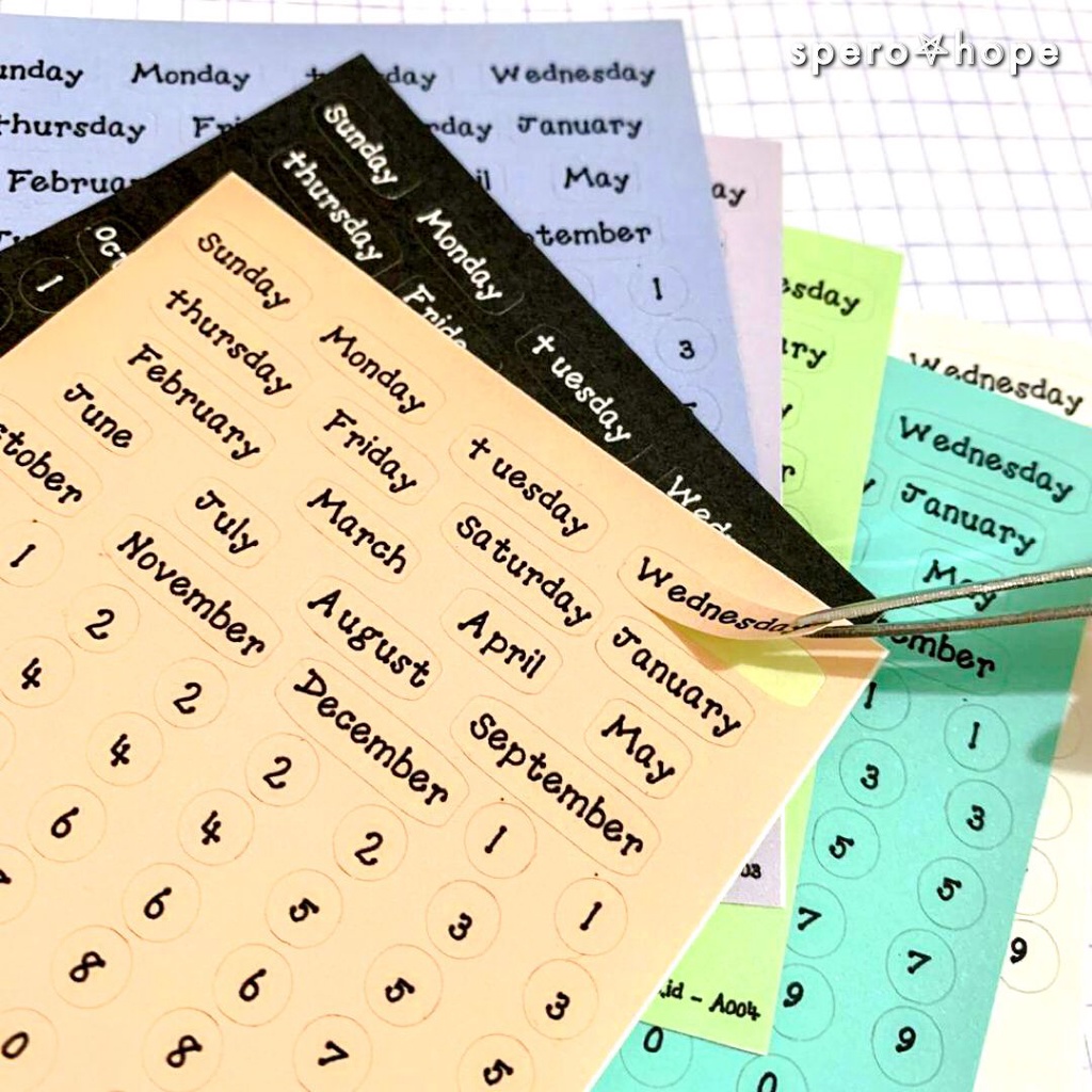 Jual SPEROHOPE - #A001-A007 Isi 7 Pcs Cute Stiker Day Months Number ...