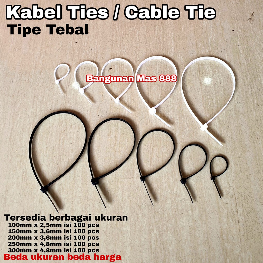 Jual KABEL TIES TEBAL 300mm x 4.8mm HITAM - KABEL TIE - CABLE TIE ...