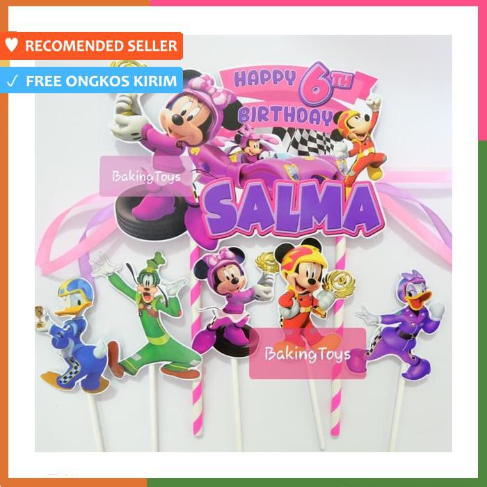 Jual TOPPER CAKE BIRTHDAY MINNIE MOUSE BALAP CUSTOM | Shopee Indonesia