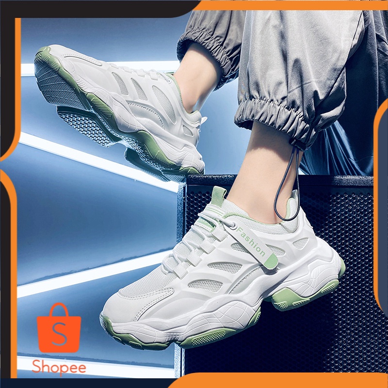 Jual Ayah Sepatu Sepatu Pria 2021 Mesh Korea Tebal Sole Meningkat Putih ...
