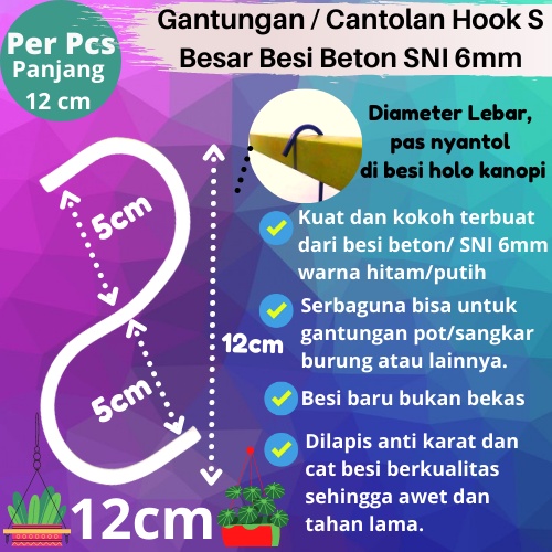 Jual Cantolan Hook S besar gantungan besi 12cm panjang lebar beton pot ...